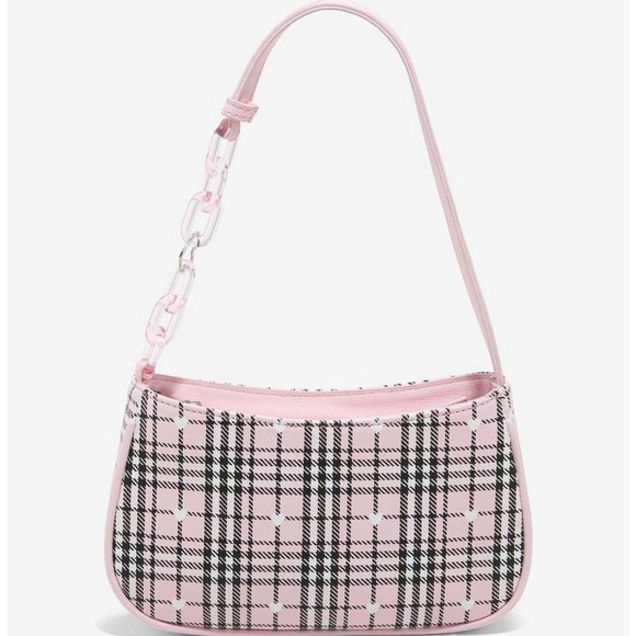 Hot Topic | Bags | Nwt Hot Topic Purse Pink Plaid Baguette Shoulder Bag ...